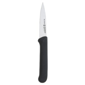 messermeister petite messer 3” spear point parer with matching sheath, black - german 1.4116 stainless steel & ergonomic handle - lightweight, rust resistant & easy to maintain