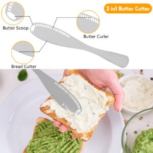 Stainless Steel Cheese Slicer with Accurate Size Scale Includes Wire Cheese Slicer, 5 Replacement Wires Cheese Cutters and 4 Mini Stainless Steel Cheese Knives Butter Knife & Fork for Cheese Butter