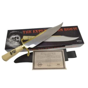 GIL HIBBEN Expendables Bowie Knife with Leather Sheath - Designed for 2010 Film “The Expendables”, 3Cr13 Stainless Steel Blade - Film Design Knife for Collectors or Practical Use - 19 3/4" Overall