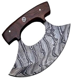 knives - alaskan ulu - mezzaluna ulu knife - pizza cutter ulu - traditional ulu - handmade damascus steel - ulu knife - vegetable chopping ulu - blade ulu knife - 9330