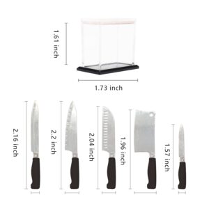 Hiawbon 1:6 Scale Miniature Kitchen Knife Set with Knife Shelf 5-Piece Mini Cooking Knives with Plastic Knife Storage Box for Mini House Kitchen Furniture Accessories