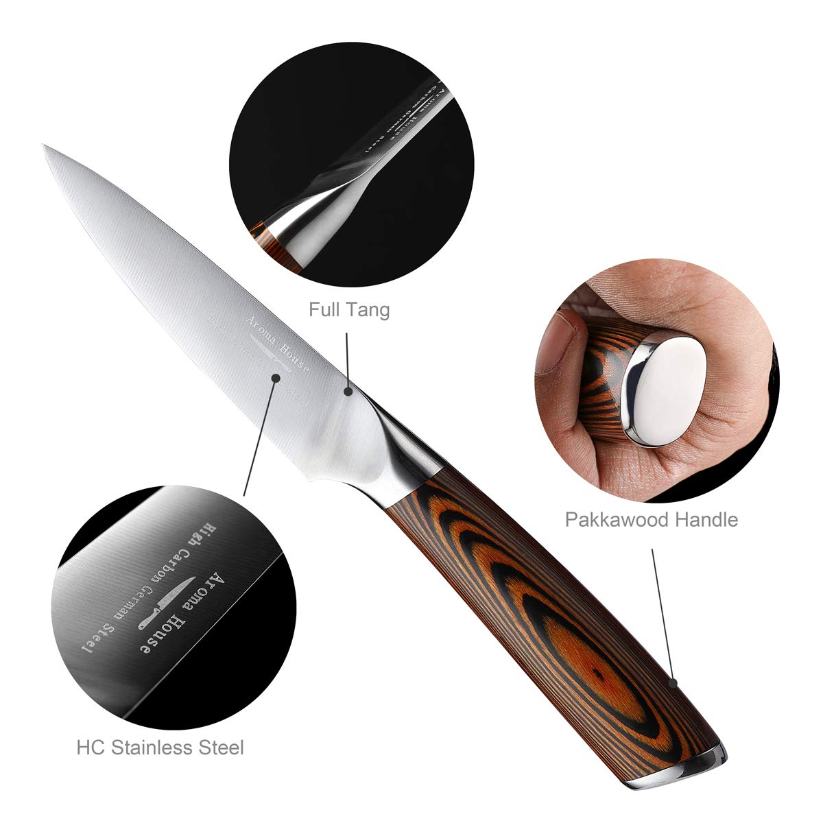 Aroma House CHRISTMAS Pratical Gift, Gift Box Packed, 4" PARING KNIFE & 7" SANTOKU KNIFE