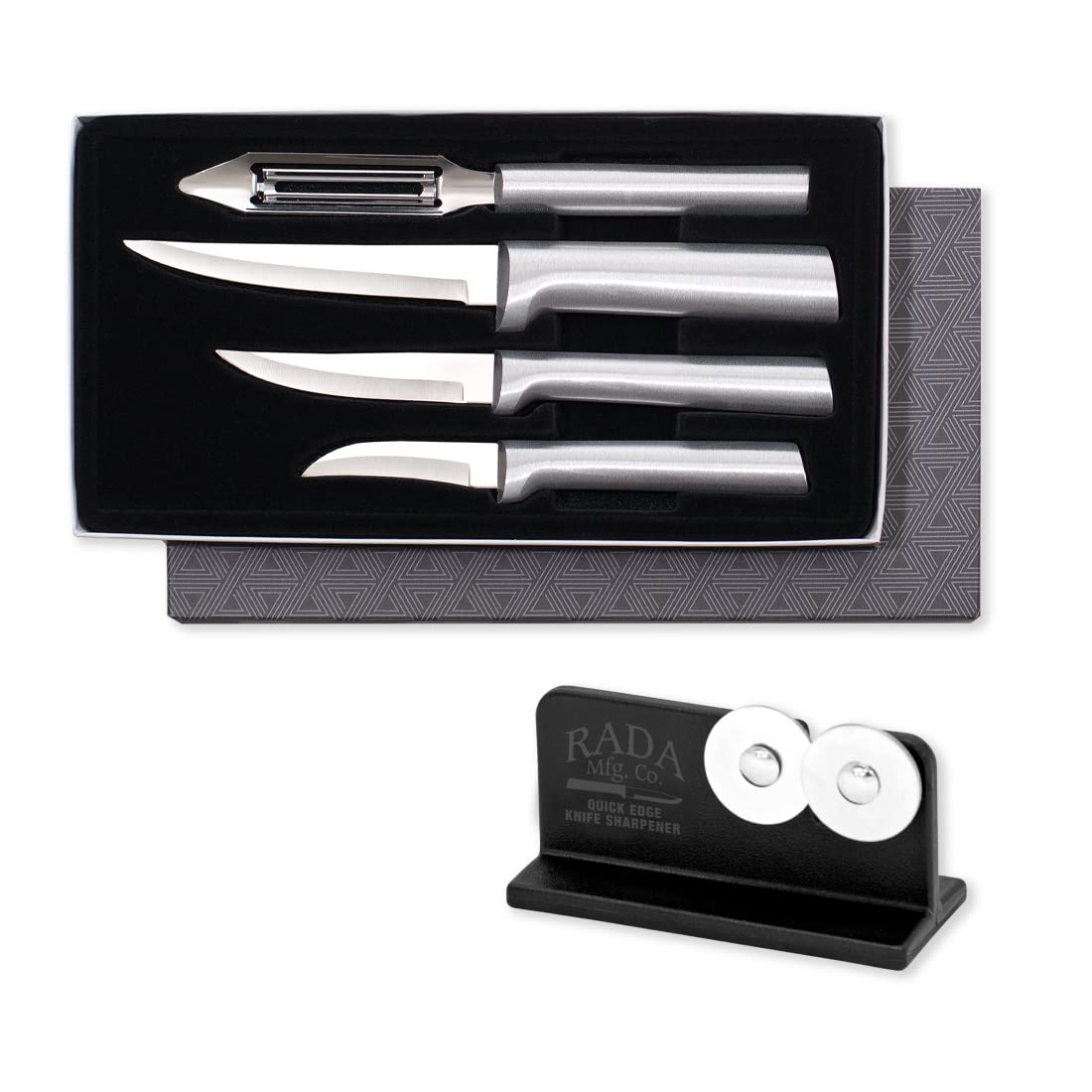 RADA Meal Prep 4-Piece Paring Knife Gift Set With Knifer Sharpener