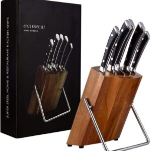 ZZWW Kitchen Knife Set, Professional 6 Piece Knife Set with Wooden Block Germany High Carbon Stainless Brown