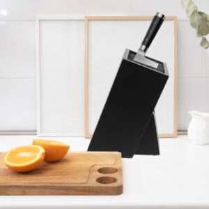 Luxshiny Wood Knife Block Without Knives Universal Kitchen Counter Knife Holder Knife Cutter Blocks Storage Organizer for Home Kitchen Restaurant Black