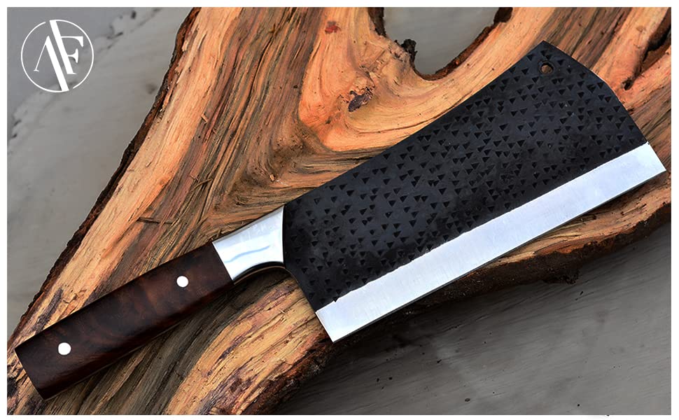 ALZAFASH Cleaver Knife with Sharpening Steel