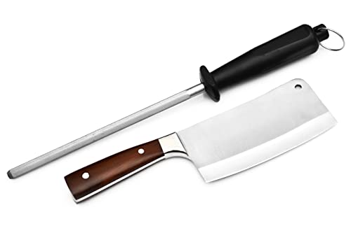 ALZAFASH Meat Cleaver with Knife Sharpener