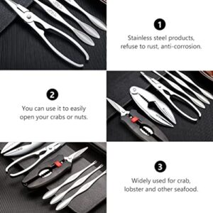 Abaodam 1 Set 6pcs Crab Eating Tool Crab Clip Crawfish Fork Picks Seafood Leg Forks Shellfish Crackers and Tools Seafood Nut Lobster Forks Leg Kit Prawn Special Stainless Steel Tableware