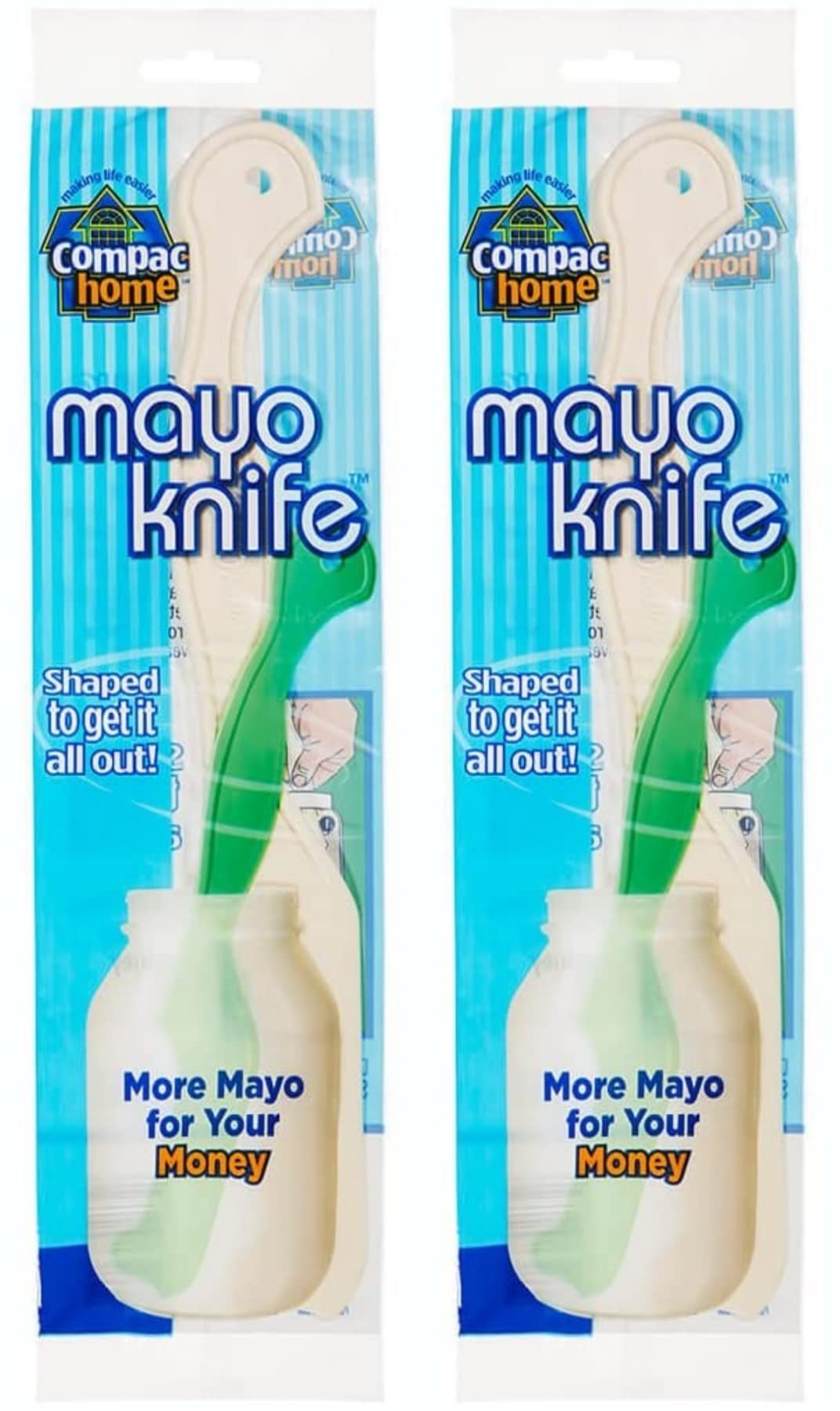 Compac Mayo Knife Spreader Plastic Knife Shaped To The Contour Of Mayonnaise Jars (2 Pack)