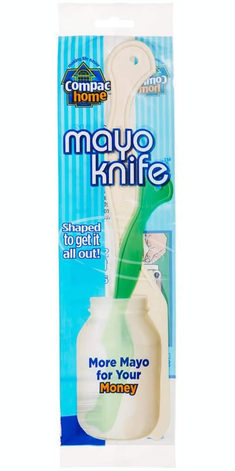 Compac Mayo Knife Spreader Plastic Knife Shaped To The Contour Of Mayonnaise Jars (2 Pack)