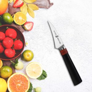 TUO Bird Beak Paring Knife 2.5 inch - Sharp Peeling Knives Small Kitchen Peeler for Fruits and Vegetable - AUS-8 Stainless Steel with Pakkawood Handle - RING LITE Series with Gift Box