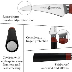 TUO Bird Beak Paring Knife 2.5 inch - Sharp Peeling Knives Small Kitchen Peeler for Fruits and Vegetable - AUS-8 Stainless Steel with Pakkawood Handle - RING LITE Series with Gift Box