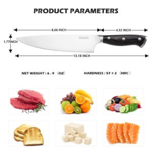 HOTLIFE Chef's Knife 8 inch, Utility Razor-Sharp Kitchen Knives Cutting Bread, Steak Meat, Vegetable Fruits - German HC Stainless Steel, Ergonomic Handle with Gift Box