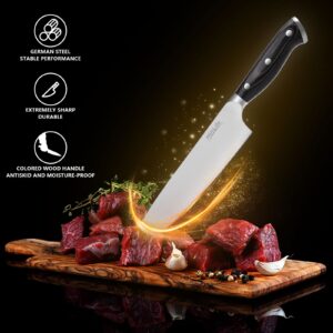 HOTLIFE Chef's Knife 8 inch, Utility Razor-Sharp Kitchen Knives Cutting Bread, Steak Meat, Vegetable Fruits - German HC Stainless Steel, Ergonomic Handle with Gift Box