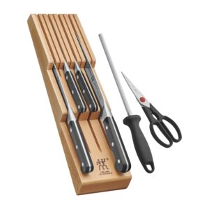 zwilling pro 7-pc knife block set with in-drawer knife tray