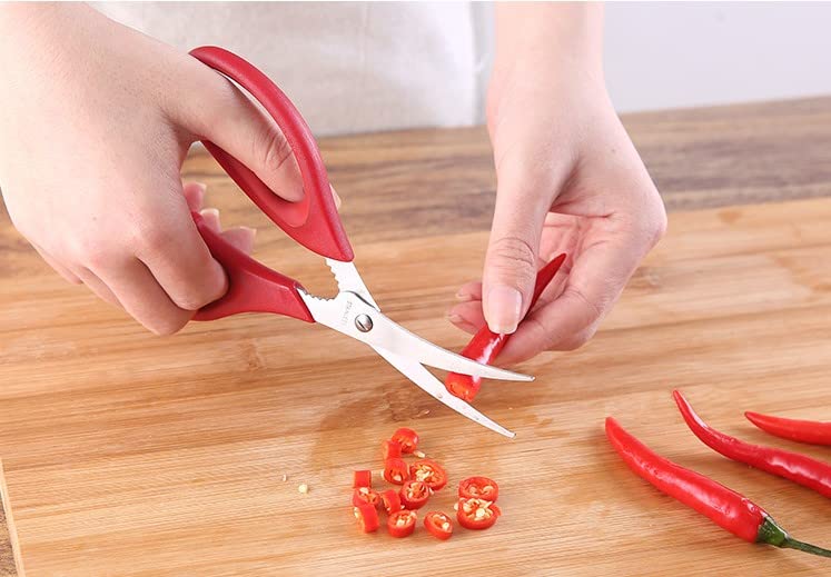 Joyce Lindberg Kitchen Seafood Scissors for Seafood Fish Crab Shrimp Lobster Shears 4 Pcs Red