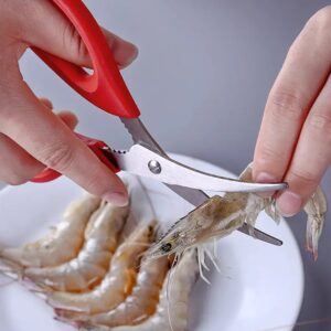 Joyce Lindberg Kitchen Seafood Scissors for Seafood Fish Crab Shrimp Lobster Shears 4 Pcs Red