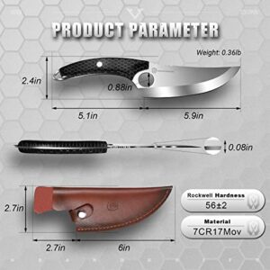 GRANDKNIFE Upgraded Viking Knife Kitchen Knife with Sheath - 6 inch Full Tang Chef Knife, Meat Cleaver for Kitchen, Camping, Hunting, BBQ - Black Handle