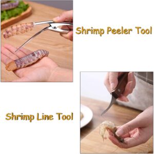 Aidragon Shrimp Deveiner Tool and Shrimp Peeler Set, 2 Pcs Stainless Steel Kitchen Tools for Shrimp Cleaner Peels Prawn Outer Shell Deveins