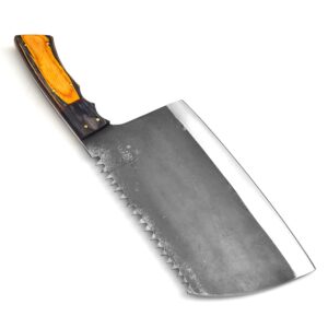 HFD_002-13inches serbian knife meat cleaver knife with a elegant stainless steel and pakawood handle handmade for Home, Outdoor Cooking, Camping, BBQ, butcher knife for meat cutting