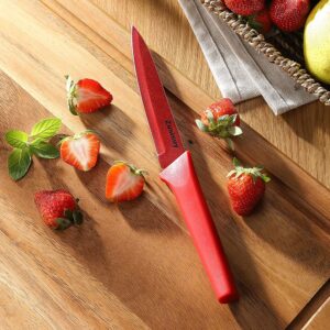 Zusisuy Red Professional Kitchen Knife Chef Set, Kitchen Knife Set Stainless Steel, Kitchen Knife Set Dishwasher Safe with Sheathes