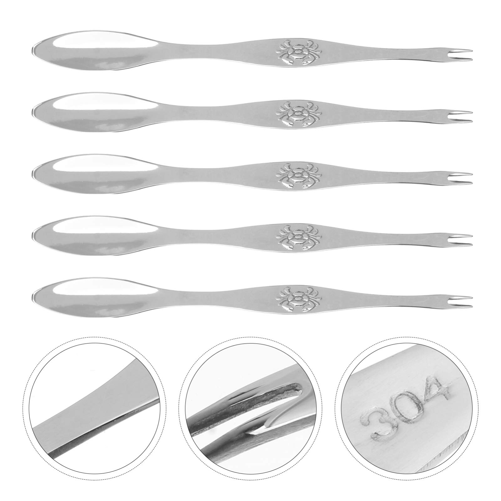 Cabilock Stainless Steel Utensils Set 5pcs Lobster Picks Neddles Seafood Tools Seafood Forks Picks Stainless Steel Crab Leg Lobster for Kitchen Home (1) Metal Forks