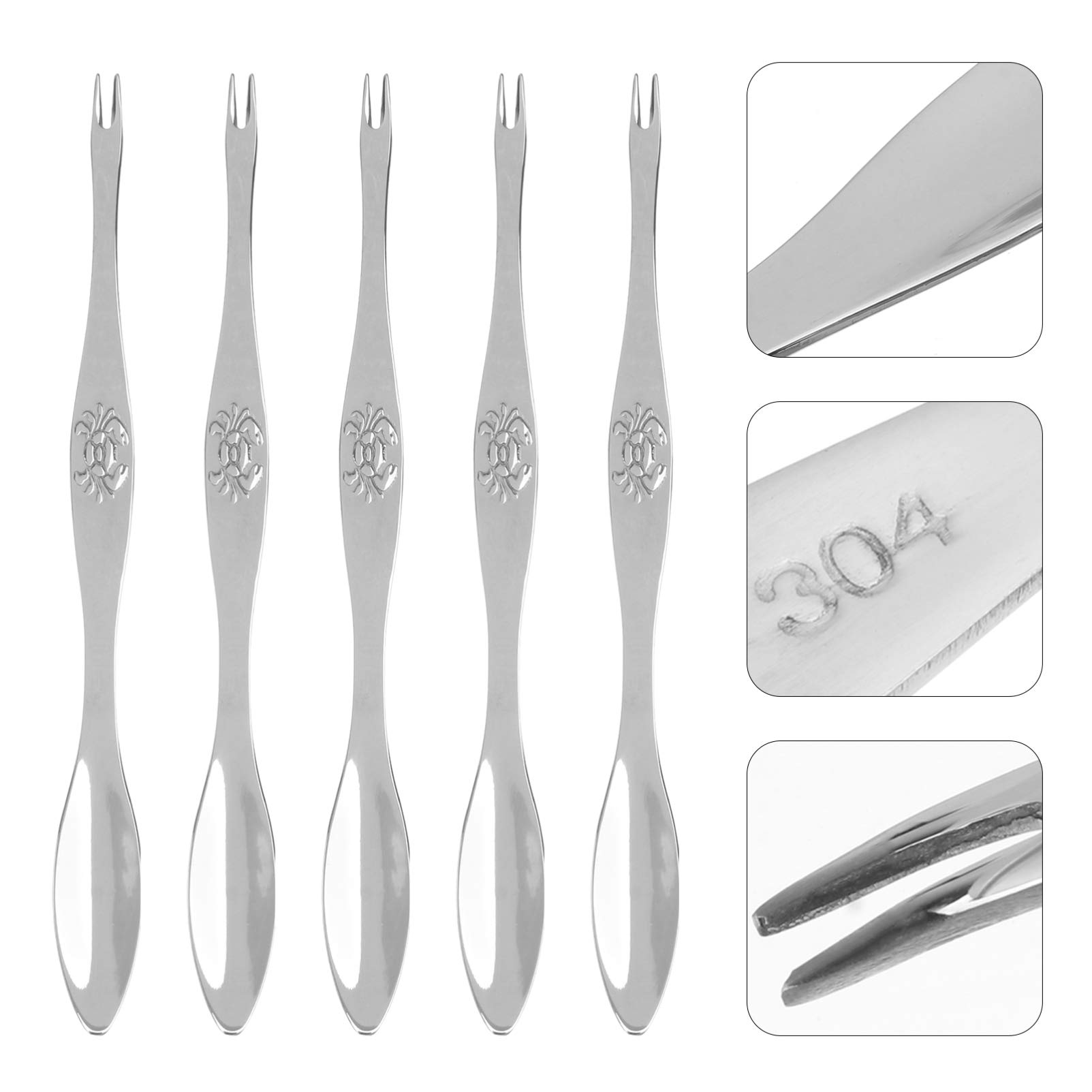 Cabilock Stainless Steel Utensils Set 5pcs Lobster Picks Neddles Seafood Tools Seafood Forks Picks Stainless Steel Crab Leg Lobster for Kitchen Home (1) Metal Forks