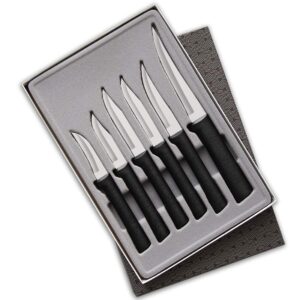 rada cutlery paring knife set – 6 knives with stainless steel blades and steel resin handles made in usa