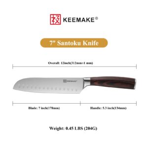 KEEMAKE Santoku Knife Set of 2pcs, Japanese Chef Knife Set with German High Carbon Stainless Steel 1.4116 Kitchen Knives, Knife Set with Pakkawood Handle Knife for Kitchen Cutting Knife