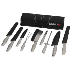 ross henery professional 10 piece stainless steel chef's knife set/kitchen knives in roll case