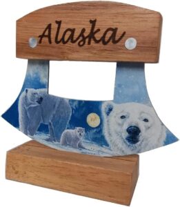 alaskan ulu knife birch wood polar bear & moose blade