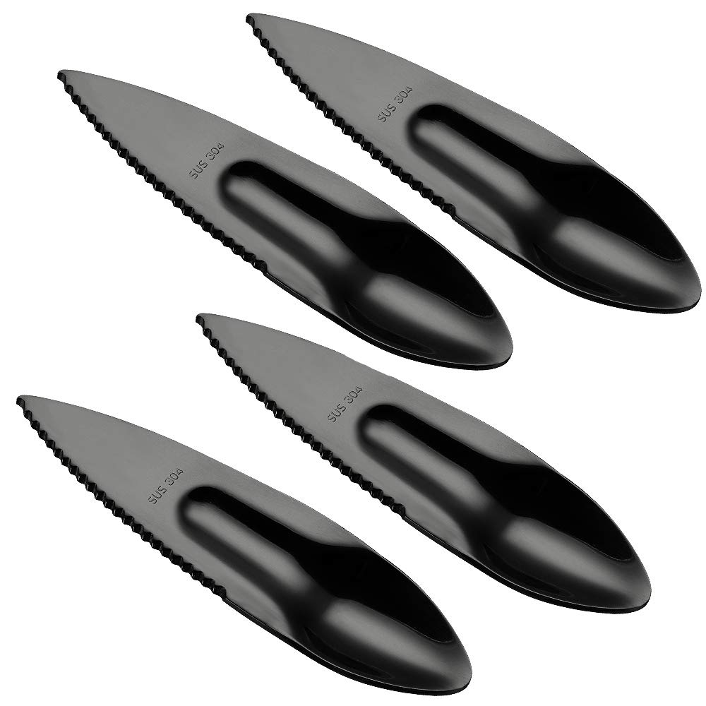 AnSaw Kiwi Spoon knife 2-in-1 Reusable avocados Fruit Cutter Peeler Spoons, Stainless Steel Multi Use For Home Kitchen and Travel Utensil,Set of 4 (Black)