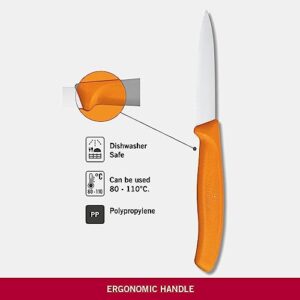 Victorinox 6.7636.L119 Swiss Classic Paring Knife for Cutting and Preparing Fruit and Vegetables Serrated Blade in Orange, 3.1 inches