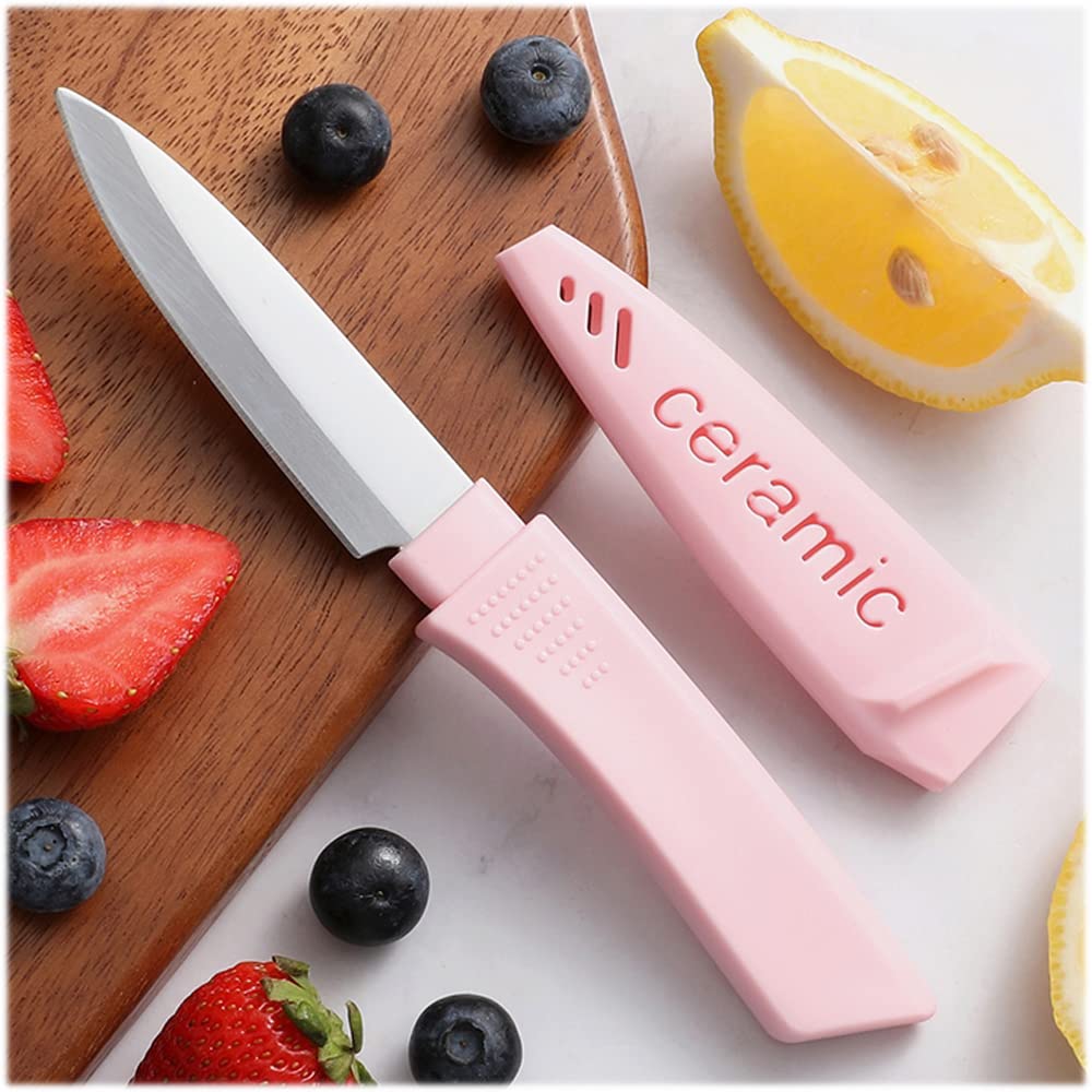 WWZJ Ceramic Pairing Knives set, Food Knife, Lightweight Ceramic Knives with ABS Sheaths (6 pack fruit knives)