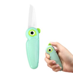 x.ssttxn ceramic fruit knife, portable ceramic paring knife - small folding knife, ceramic peeler 2 in 1, cute portable fruit knife for travel, home, office (green)