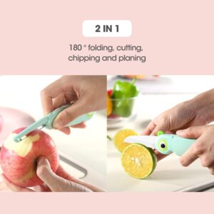 X.SSTTXN Ceramic Fruit knife, Portable Ceramic Paring Knife - Small Folding Knife, Ceramic Peeler 2 in 1, Cute Portable Fruit Knife for Travel, Home, Office (Green)