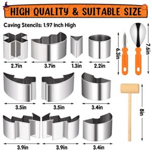 Jyusmile Pumpkin Carving Kit, 13 PCS Pumpkin Carving Tools with Hammer, DIY Pumpkin Carving Stencils for Kids Adults, Safe Stainless Steel Pumpkin Cutters Halloween Party Decorations