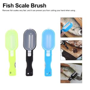 Happyyami 3pcs Fish Skin Scaler with Clear Cover Stainless Steel Fish Scale Remover Plastic Scale Scraper Plastic Fish Scale Scraper Remover Kitchen Gadgets Clean Tools (Random Color)