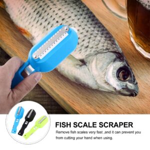 Happyyami 3pcs Fish Skin Scaler with Clear Cover Stainless Steel Fish Scale Remover Plastic Scale Scraper Plastic Fish Scale Scraper Remover Kitchen Gadgets Clean Tools (Random Color)