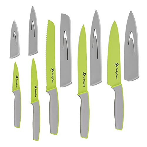 LUCKYTIME Kitchen Knife Set, 5 Pieces Kitchen Knife Set with 5 Sheaths, Stainless Steel Knife Set for Fruit and Vegetable Cutting