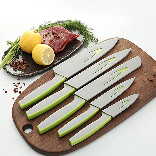 LUCKYTIME Kitchen Knife Set, 5 Pieces Kitchen Knife Set with 5 Sheaths, Stainless Steel Knife Set for Fruit and Vegetable Cutting