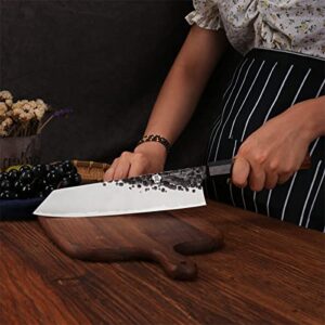 WILDMOK High Carbon 3 Layers 9CR18MOV Alloy Steel Forged 5 Pieces Knife Block Set with Ash Wood Magnetic Knife Holder Kitchen Chef Knife Set