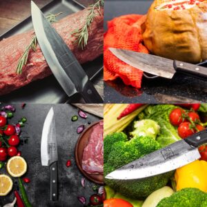 COOLINA Altomino Tungsten Steel Slicing Knife, 7.1-in Japanese Traditional Chef, Forged Hammered Kitchen Knife, Outdoor Cooking Hunting Survival Knives