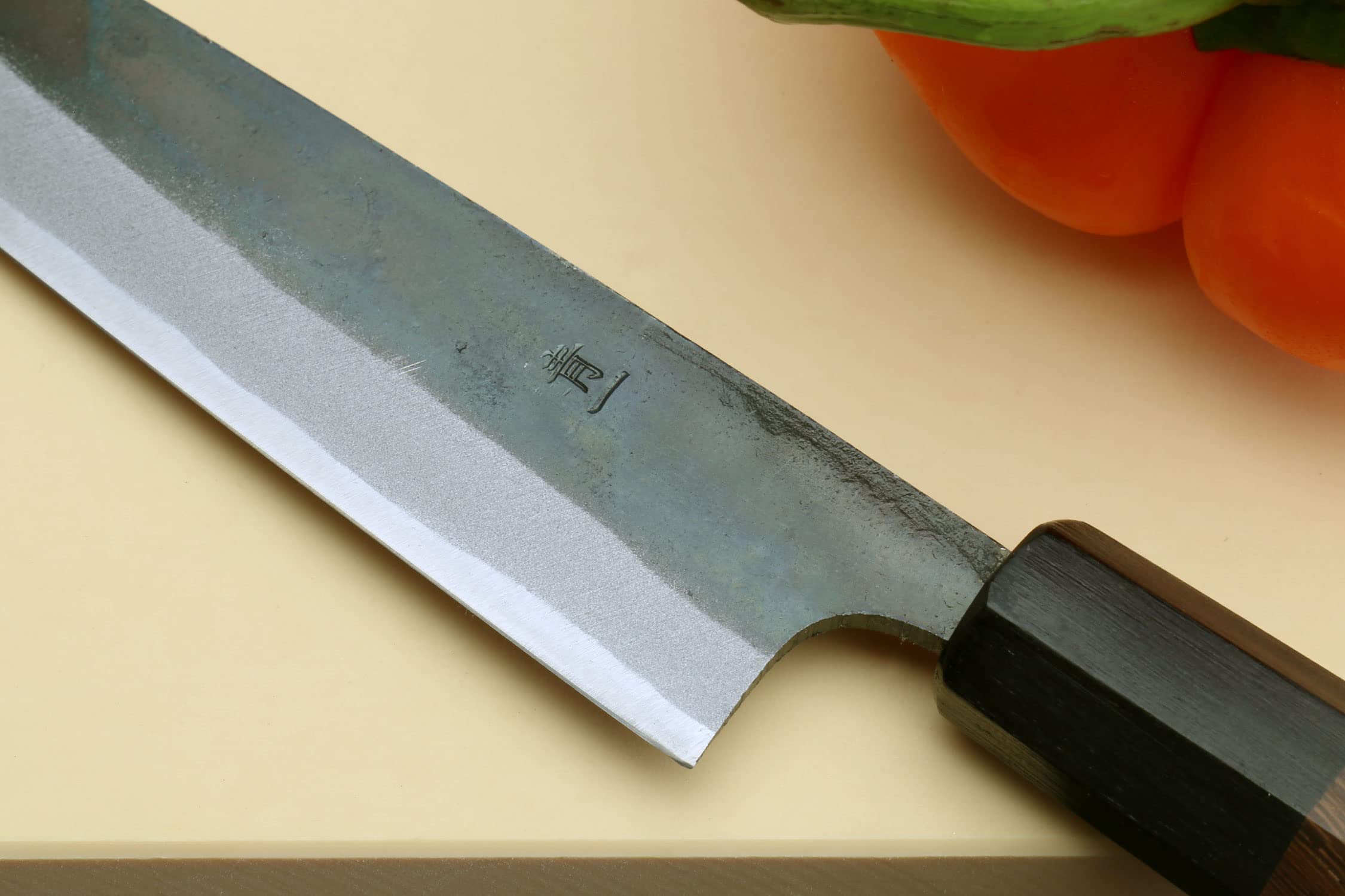 Yoshihiro Mizu Yaki Blue High Carbon Steel #1 Kurouchi Petty Japanese Utility Knife Shitan Handle (6'' (150mm) & Saya)