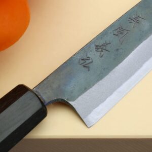 Yoshihiro Mizu Yaki Blue High Carbon Steel #1 Kurouchi Petty Japanese Utility Knife Shitan Handle (6'' (150mm) & Saya)