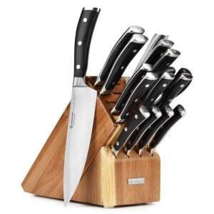 wusthof classic ikon 16 piece knife set with acacia block