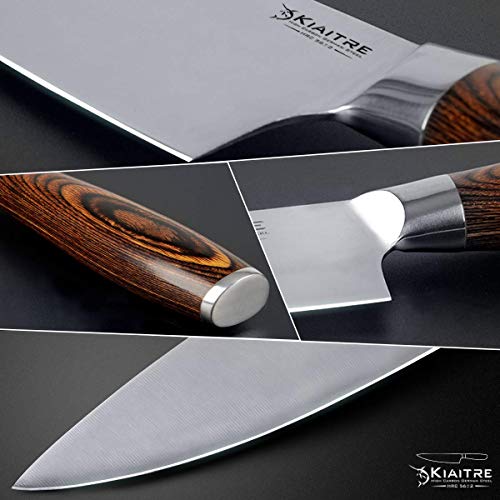 Kiaitre Chef Knife 8 Inch Professional Sharp Kitchen Knife High Carbon Stainless Steel with Ergonomic Handle 56±HRC with Gift Box (High Carbon Stainless Steel)…