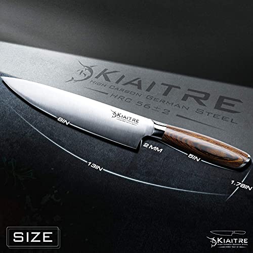 Kiaitre Chef Knife 8 Inch Professional Sharp Kitchen Knife High Carbon Stainless Steel with Ergonomic Handle 56±HRC with Gift Box (High Carbon Stainless Steel)…