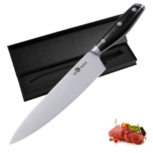 hinfaitd chef knife premium 7cr17mov high carbon stainless steel ultra sharp knife, 8 inch professional kitchen knife, chefs knives with ergonomic handle