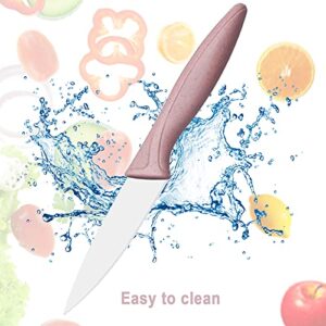 Kocpudu Fruit Knife Small, 3 Sharp and Durable Fruit Knife, Exquisite and Beautiful, with Scabbard, Paring Knife is Suitable for Most Vegetables, Fruits and Meat (pink, Blue, Green)